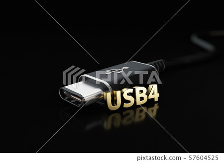 USB Type C or USB 4 connector cable line art 3d... - Stock Illustration ...