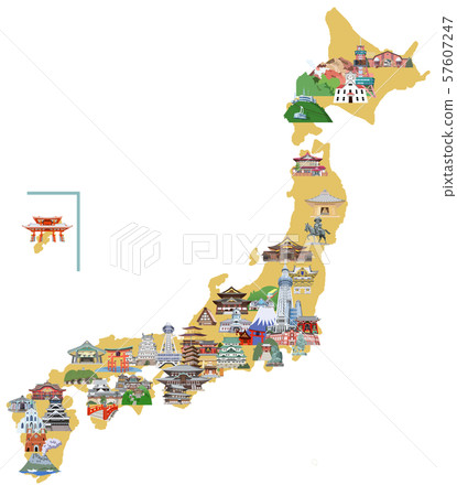 Japan sightseeing map image illustration - Stock Illustration [57607247 ...
