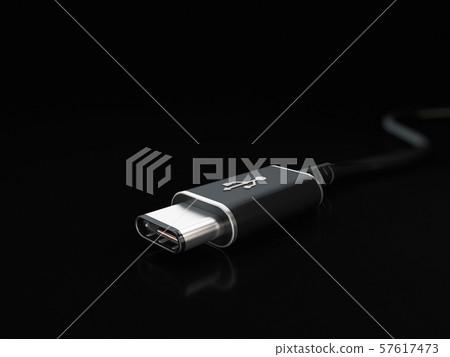 USB Type C or USB 4 connector cable line art 3d... - Stock Illustration ...