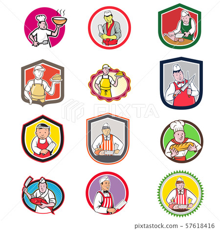 Food Worker Icon Cartoon Set - Stock Illustration [57618416] - PIXTA