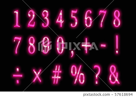 Neon numbers and symbols - Stock Illustration [57618694] - PIXTA
