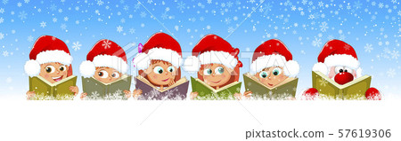 Children and Santa read books for Christmas - Stock Illustration ...