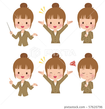Business woman gesture set - Stock Illustration [57620796] - PIXTA