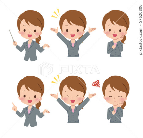 Business woman gesture set - Stock Illustration [57620806] - PIXTA