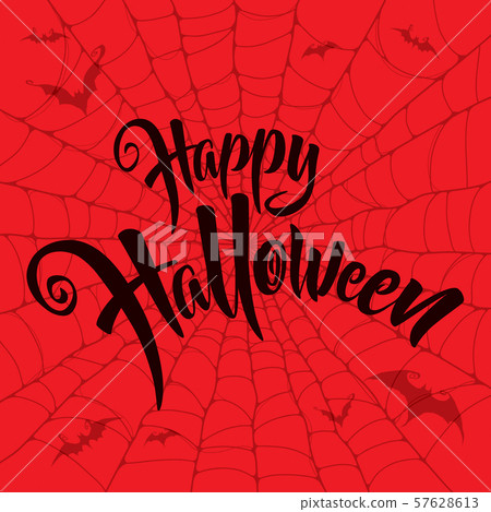 Happy Halloween vector lettering. Spooky spider... - Stock Illustration ...