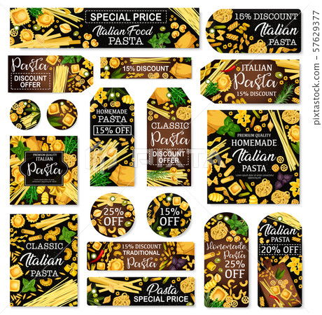 Italian pasta, homemade food store price - Stock Illustration [57629377 ...