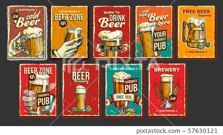 Beer Collection Advertising Poster Set Vector - Stock Illustration ...
