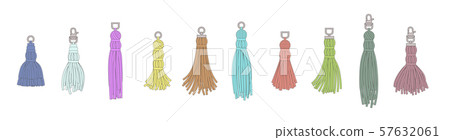 Isolated colorful tassel set in hand drawn... - Stock Illustration ...