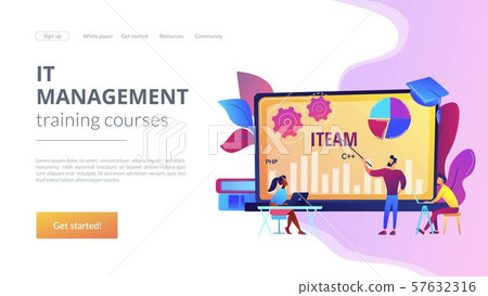 IT management courses concept landing page - Stock Illustration ...