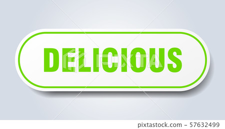 delicious sign. delicious rounded green sticker. - Stock Illustration ...