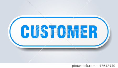 customer sign. customer rounded blue sticker. - Stock Illustration ...