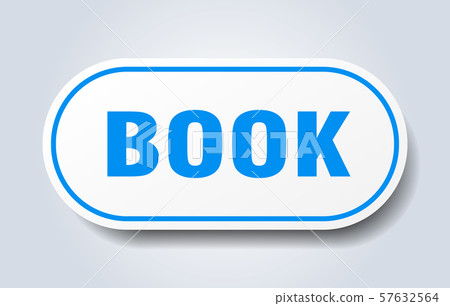 book sign. book rounded blue sticker. book - Stock Illustration ...