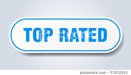top rated sign. top rated rounded blue sticker. - Stock Illustration ...