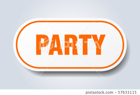 party sign. party rounded orange sticker. party - Stock Illustration ...