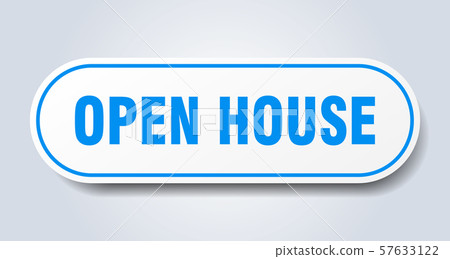 open house sign. open house rounded blue sticker. - Stock Illustration ...