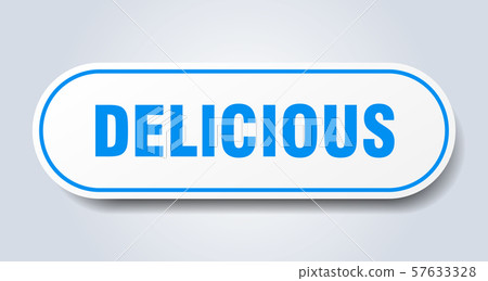 delicious sign. delicious rounded blue sticker. - Stock Illustration ...