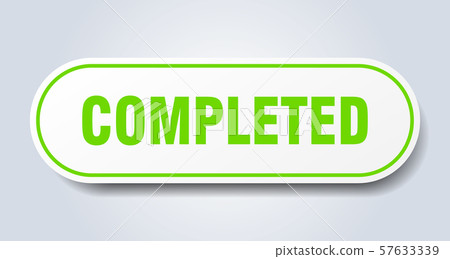 completed sign. completed rounded green sticker. - Stock Illustration ...