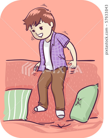 Kid Boy Inability To Sit Still Illustration-插圖素材 [57633843] - PIXTA圖庫