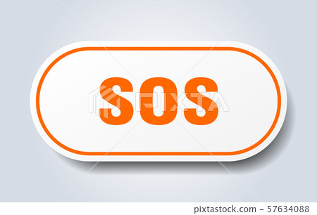 sos sign. sos rounded orange sticker. sos - Stock Illustration ...