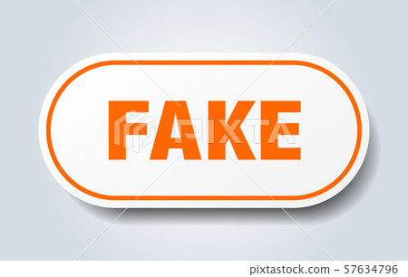 fake sign. fake rounded orange sticker. fake - Stock Illustration ...