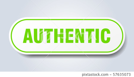 authentic sign. authentic rounded green sticker. - Stock Illustration ...