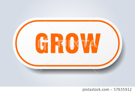 grow sign. grow rounded orange sticker. grow - Stock Illustration ...