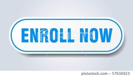 enroll now sign. enroll now rounded blue sticker. - Stock Illustration ...