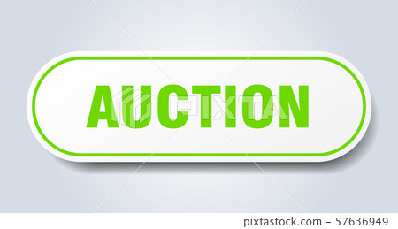 auction sign. auction rounded green sticker. - Stock Illustration ...