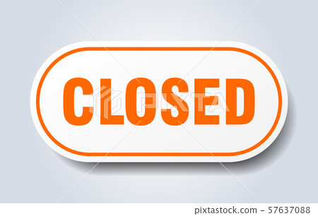 closed sign. closed rounded orange sticker. closed - Stock Illustration ...
