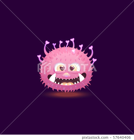Cute pink love monster with heart eyes and hair - Stock Illustration ...