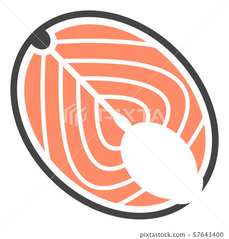Vector Flat Salmon Fish Slice Icon - Stock Illustration [57643400] - PIXTA