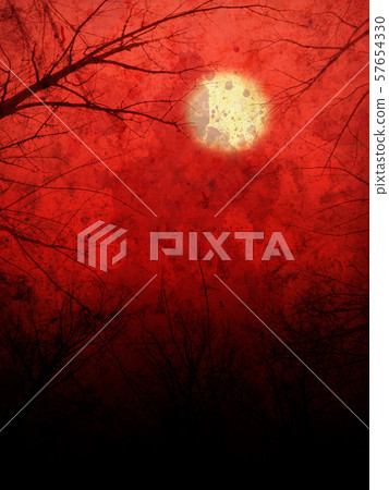 Red Background with Moon and Trees - Stock Illustration [57654330] - PIXTA