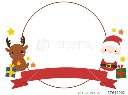 Christmas round frame with Santa Claus and... - Stock Illustration ...
