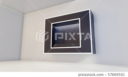 Showcase with lights for samples product. 3D... - Stock Illustration ...