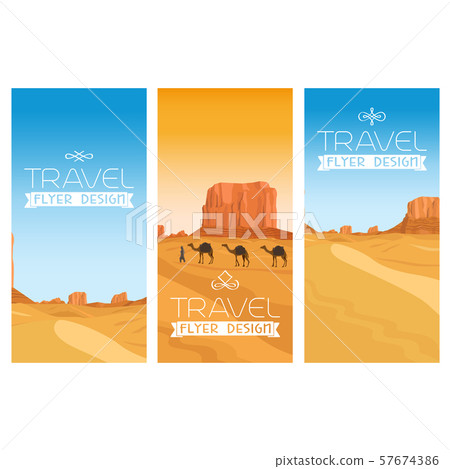 Mountains desert landscape flyers set - Stock Illustration [57674386 ...