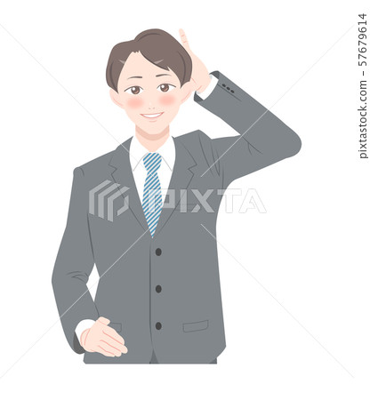 Embarrassing pose business suit male upper body - Stock Illustration ...