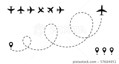Airplane Track to Point. Line Way or Air Lines - Stock Illustration ...