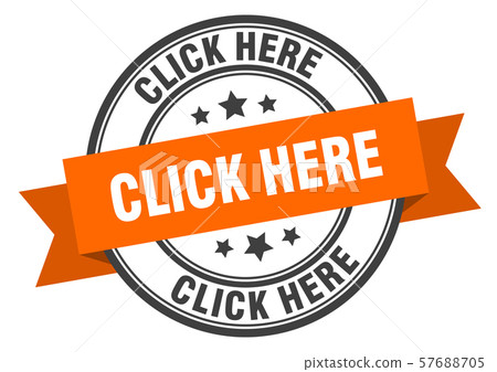 click here label. click here orange band sign. - Stock Illustration ...