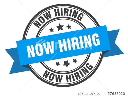 now hiring label. now hiring blue band sign. now - Stock Illustration [57688920] - PIXTA