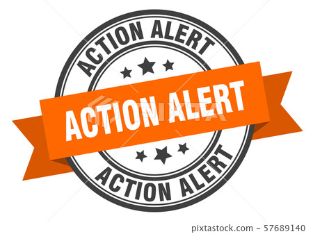 action alert label. action alert orange band sign. - Stock Illustration ...