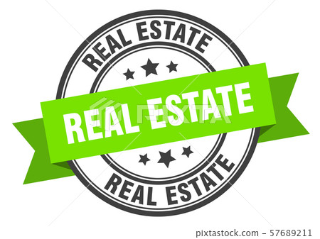 real estate label. real estate green band sign.-插圖素材 [57689211] - PIXTA圖庫