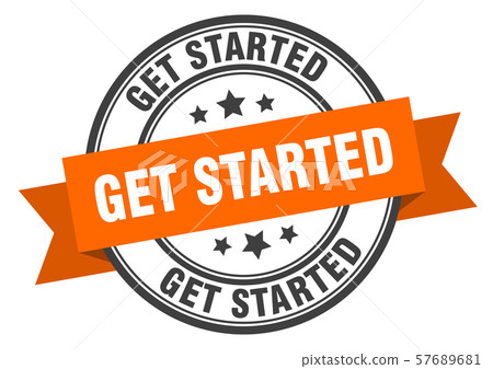 get started label. get started orange band sign. - Stock Illustration ...