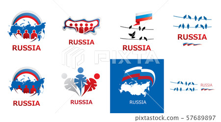 Vector logo with symbols of Russia, Russian-插圖素材 [57689897] - PIXTA圖庫