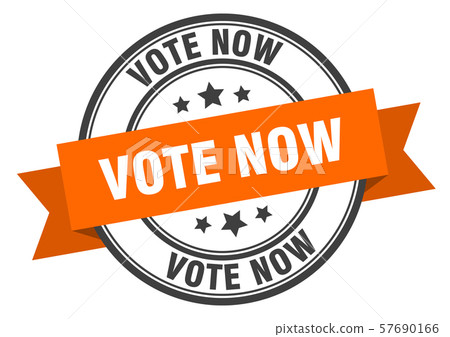 vote now label. vote now orange band sign. vote - Stock Illustration ...