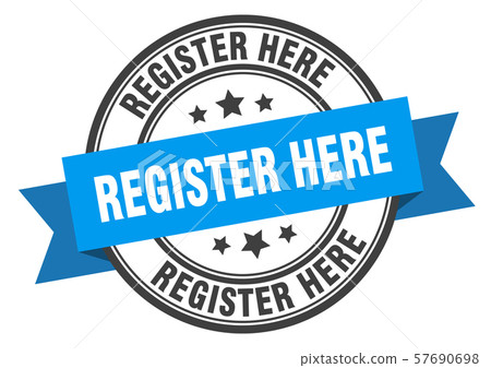 register here label. register here blue band sign. - Stock Illustration ...