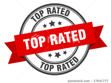 top rated label. top rated red band sign. top - Stock Illustration ...