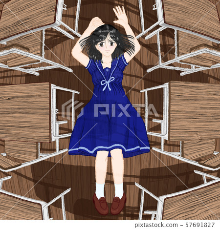 JK Yuna Classroom, Sailor Uniform, One Piece,... - Stock Illustration ...