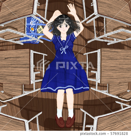 JK Yuna Classroom Sailor Uniform, One Piece,... - Stock Illustration ...