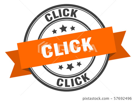 click label. click orange band sign. click - Stock Illustration ...
