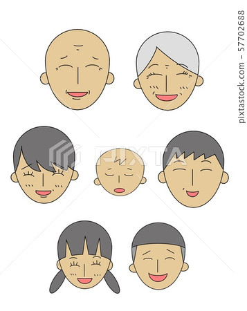 Family, three generations, face set - Stock Illustration [57702688] - PIXTA